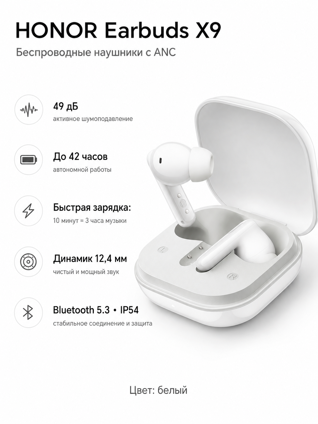 Беспроводные наушники HONOR CHOICE Earbuds X9, Bluetooth, TWS