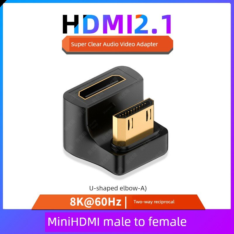 Переходник Mini HDMI Мужской к Женскому Разъему U-Изгиб А Версия HDMI 2.1 Двунаправленный разъем для камер мониторов