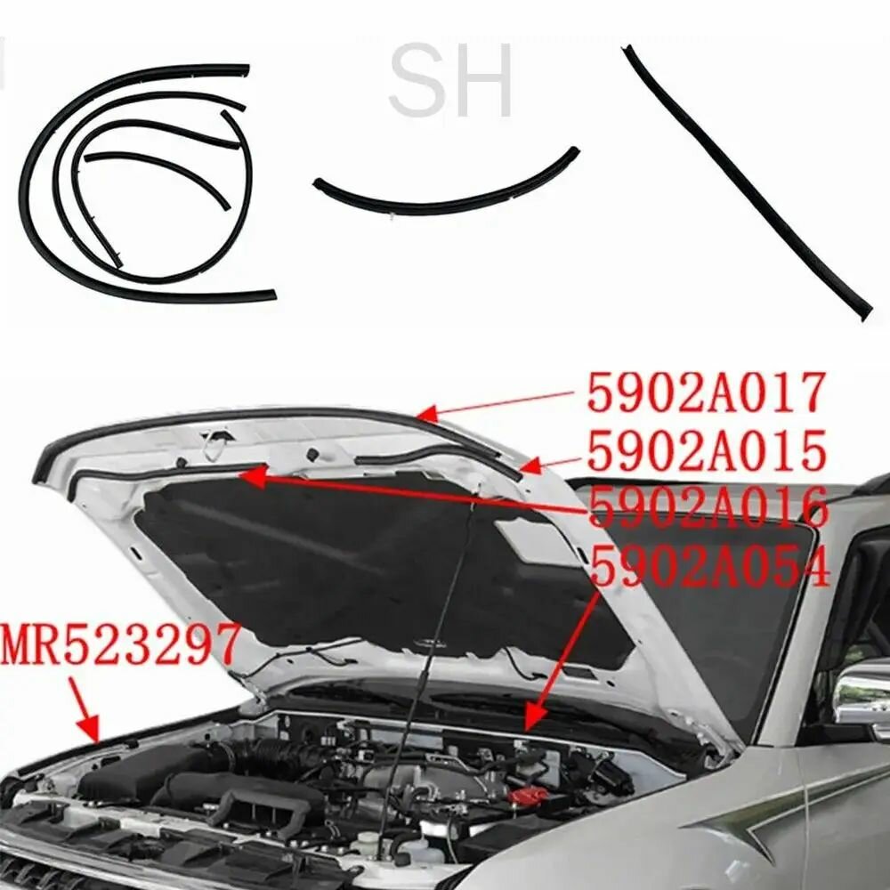 Резиновая прокладка на капоте Pajero
