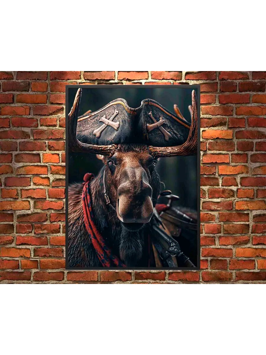 Лось-животное-пират 4 (2), Плакат 30x42см