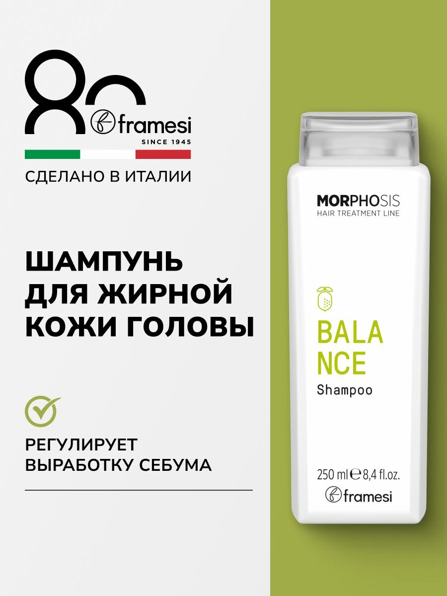 Шампунь для волос профессиональный для жирной кожи головы Framesi
