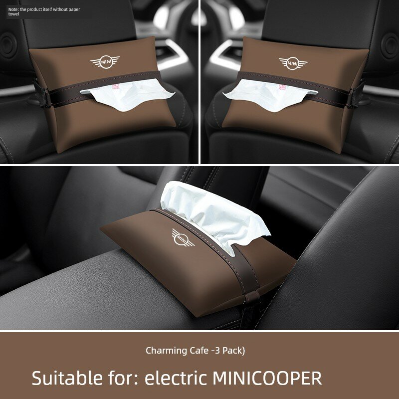 Электрический MINI COOPER Организатор для бумажных салфеток на сиденье, 3 шт. в карамельном цвете для декора салона