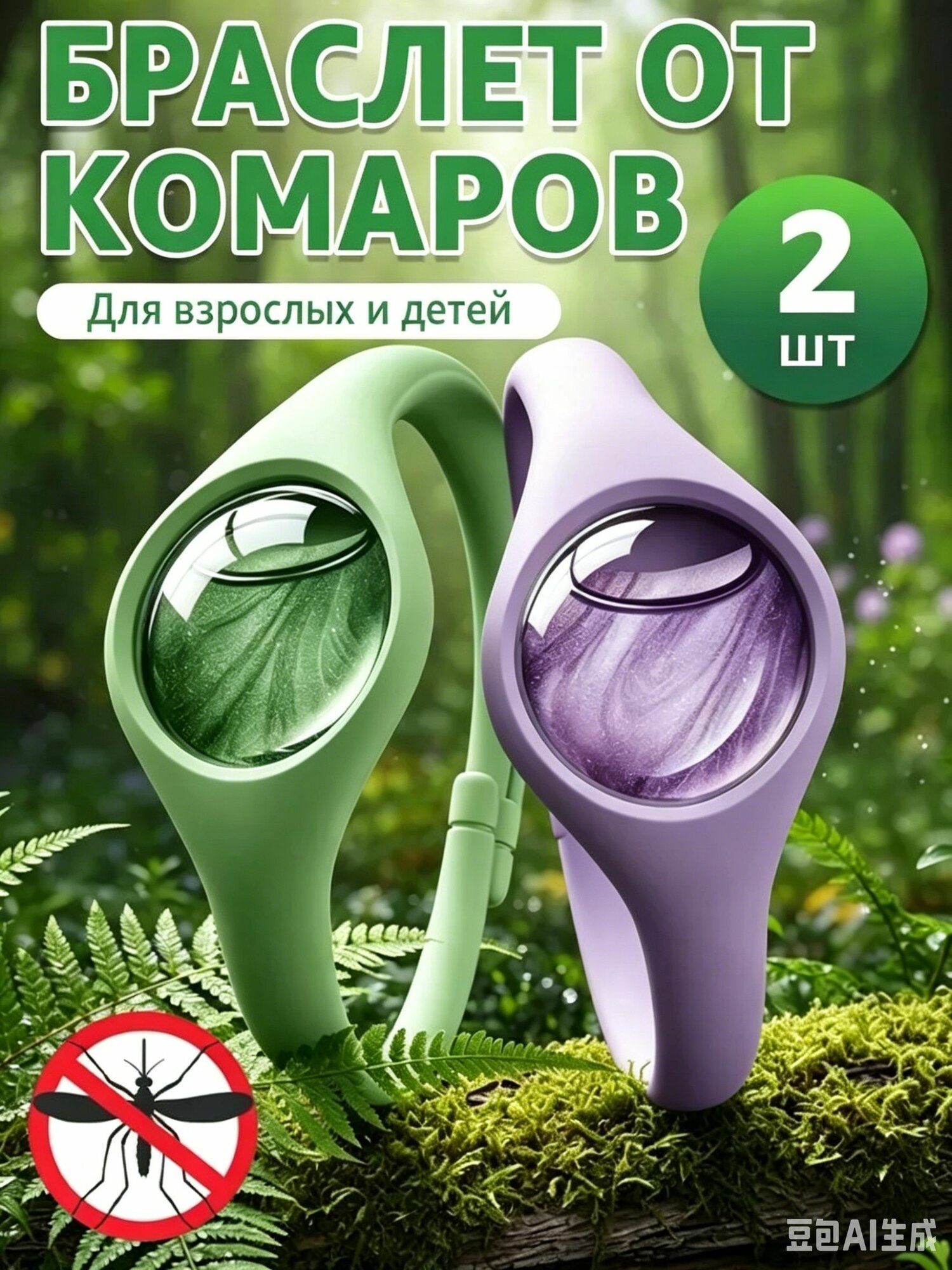 2 браслет от комаров Срок действия 180 дней Силикон, который можно грызть антимоскитный грызущийся 180-дневный