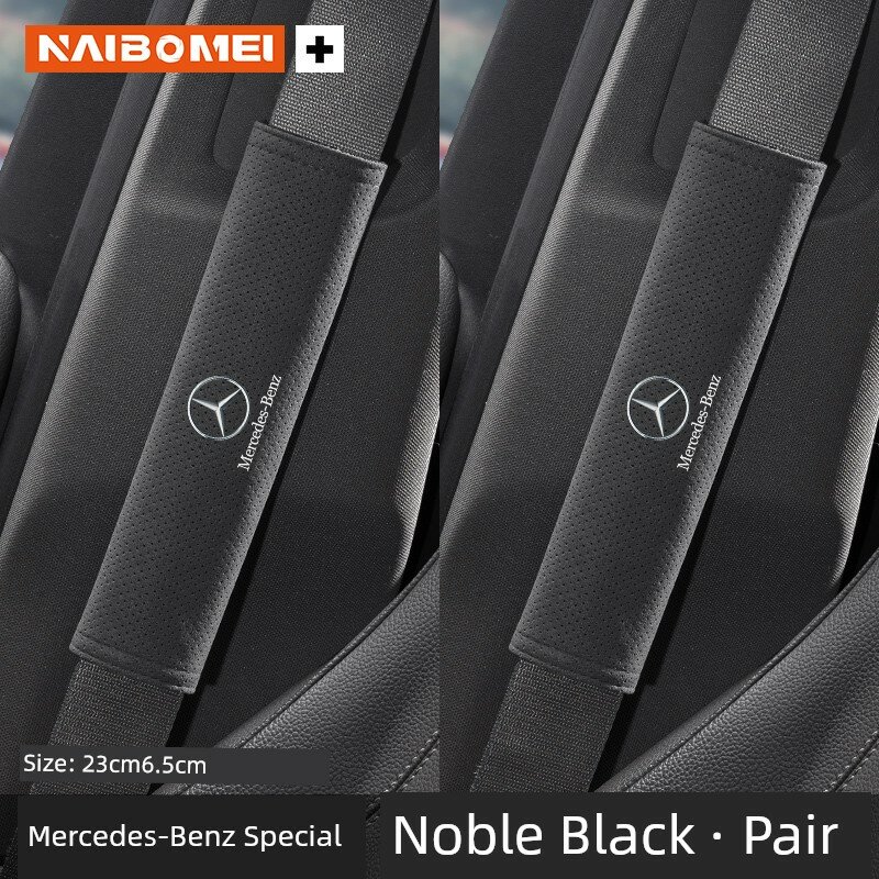 Накладка на плечевой упор ремня безопасности Mercedes-Benz, искусственная замша 23 см, темно-черный, пара для моделей