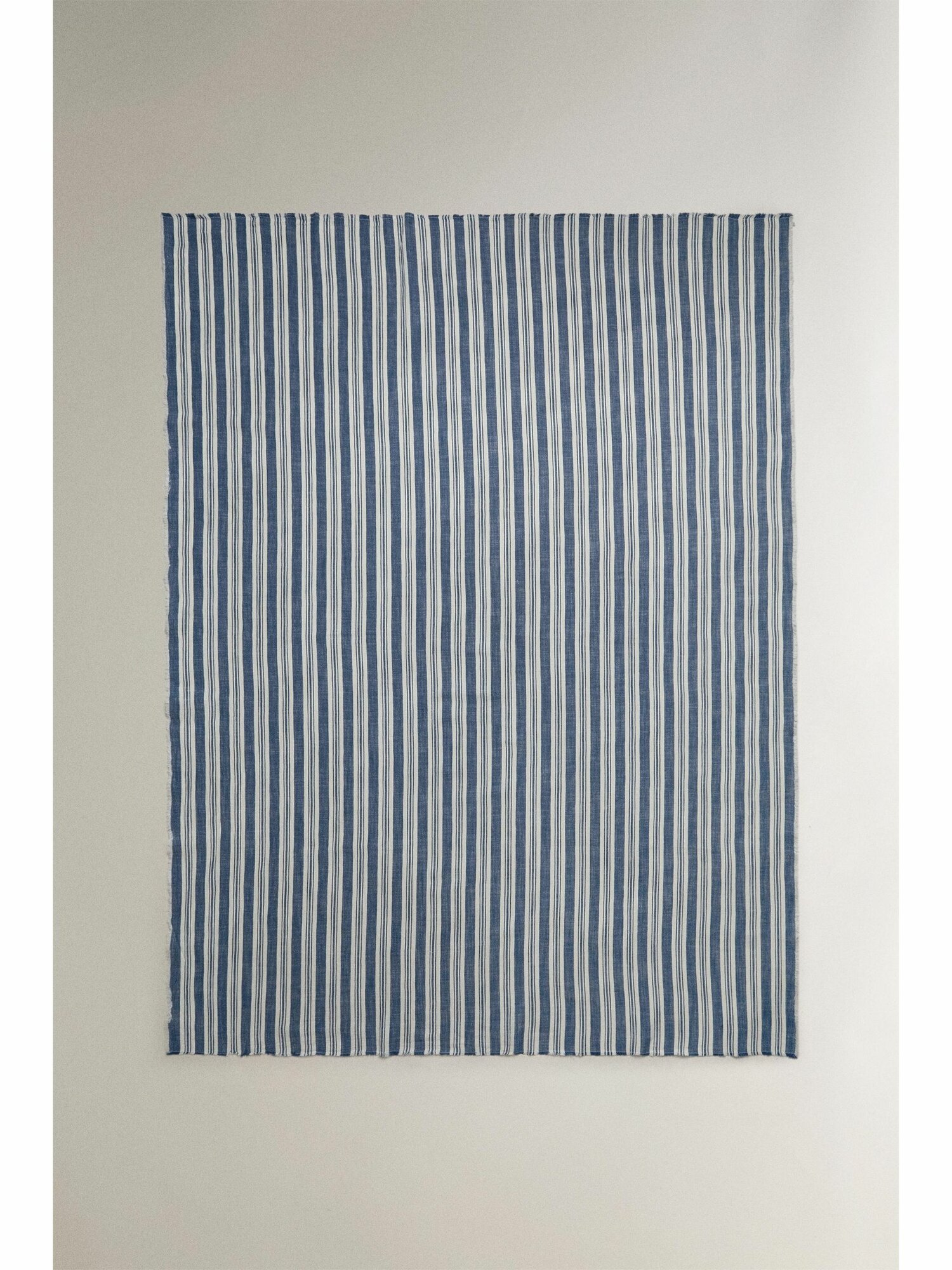 Zara Плед STRIPED COTTON THROW, 220 x 240 см, Хлопок, Синий