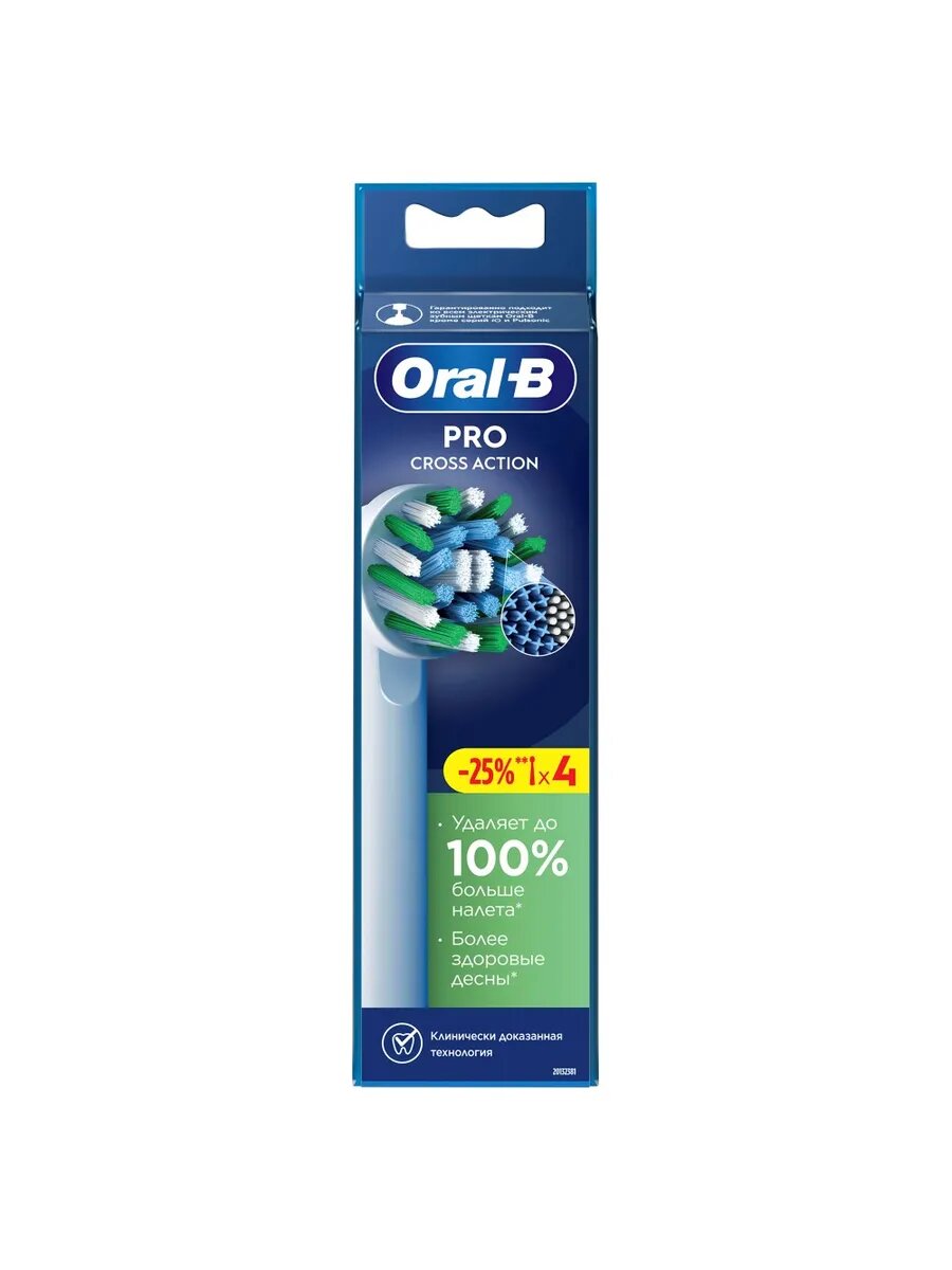 Oral-b насадка сменная для электрических зубных щеток pro cross action 4 шт.