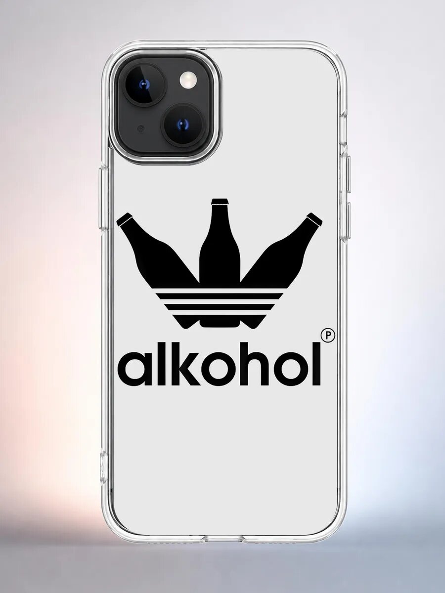 Чехол iPhone 14 лого alkohol силиконовый прозрачный