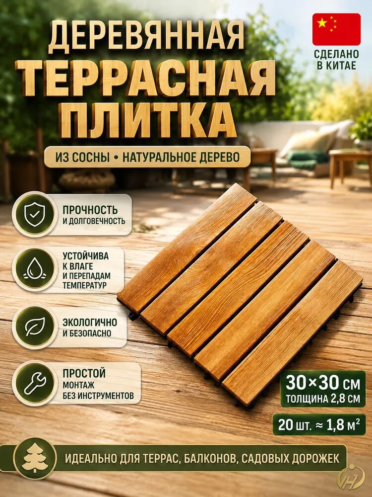 Пол для бани, Садовая дорожка для сада дачи огорода, Плитка напольная деревянная, модульное покрытие для отделки балкона, Террасная доска20 штук