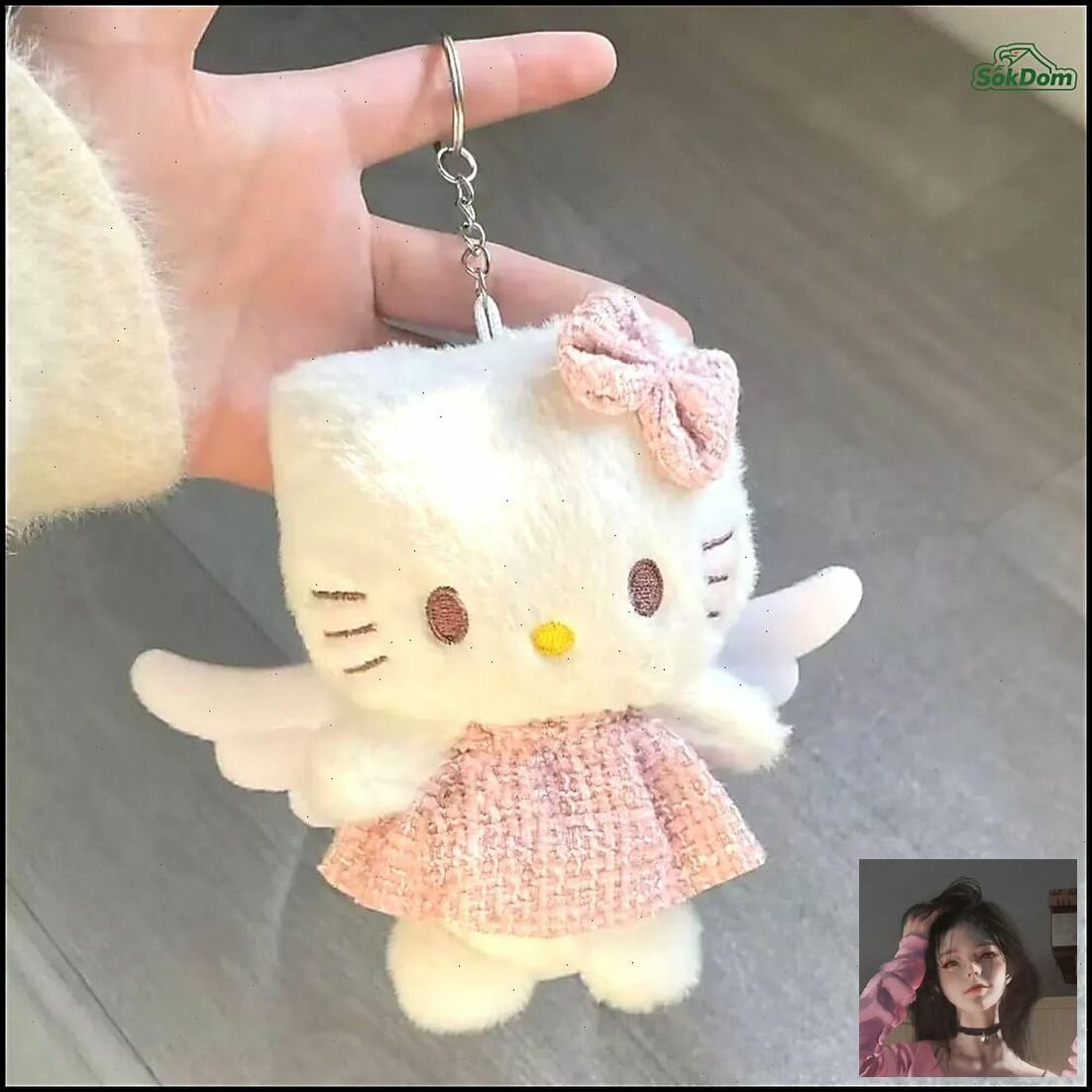 Мягкая игрушка, Мягкий брелок Hello Kitty-ангел в платье со звёздами и крыльями, детская игрушка-кукла на подвеске