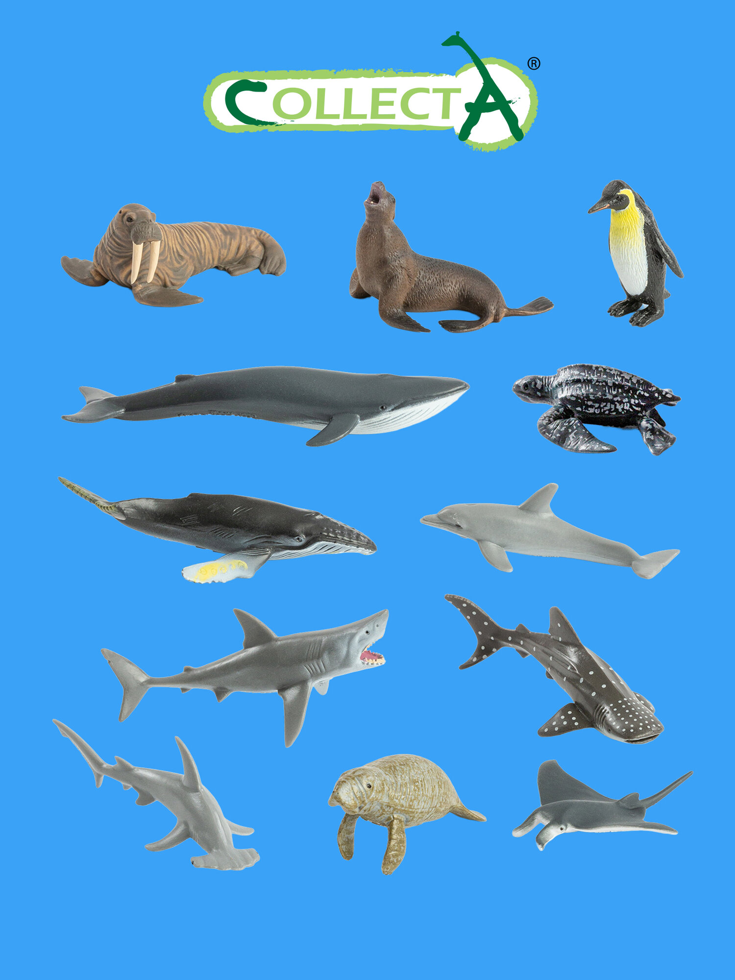 Набор фигурок - морские животные № 1, 12 шт, Collecta, A1107