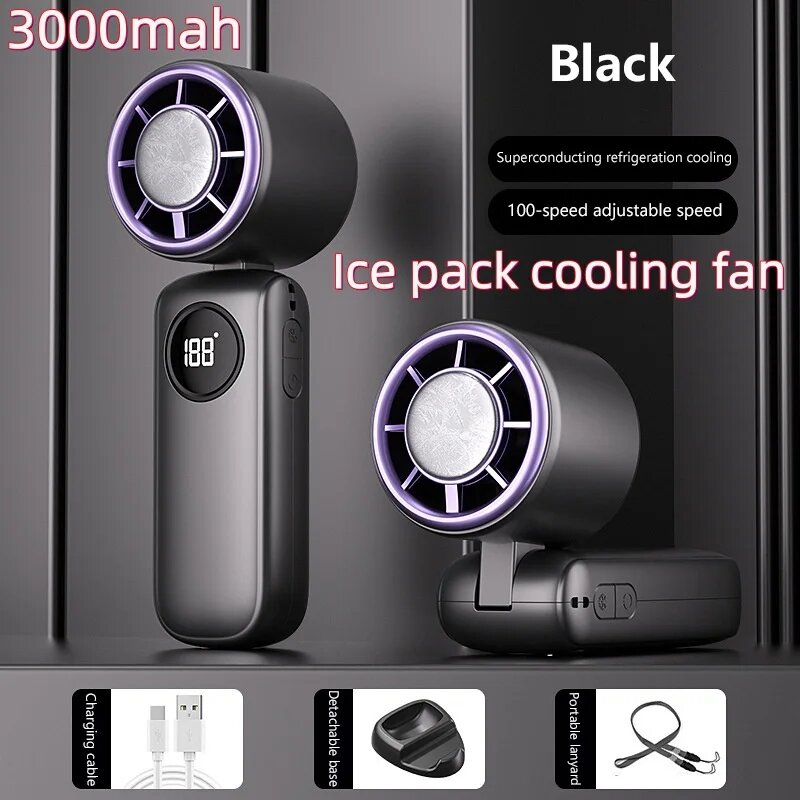 Портативный вентилятор охлаждающий Ice pack Black 3000mAh