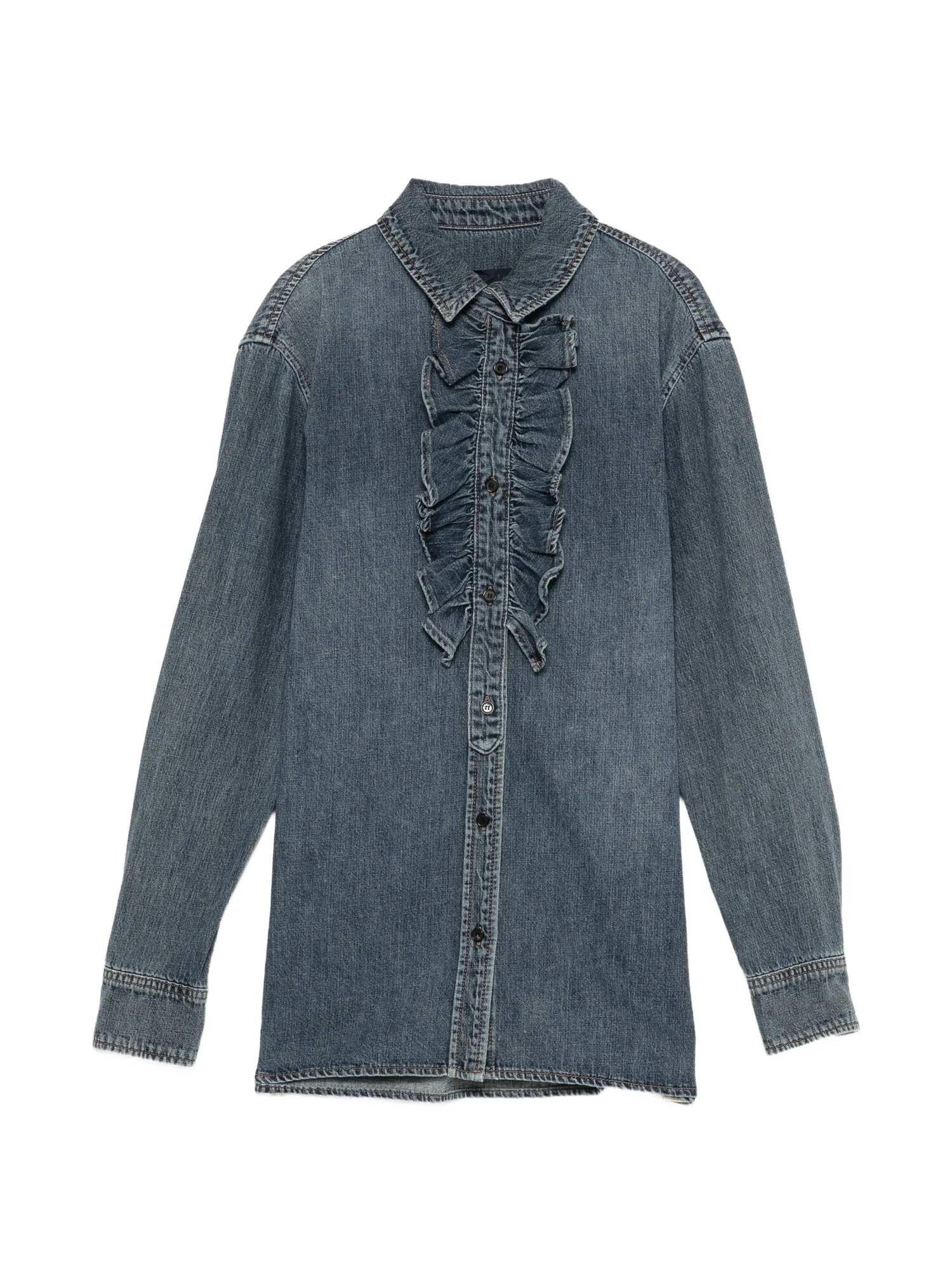 Рубашка Ruffled denim shirt