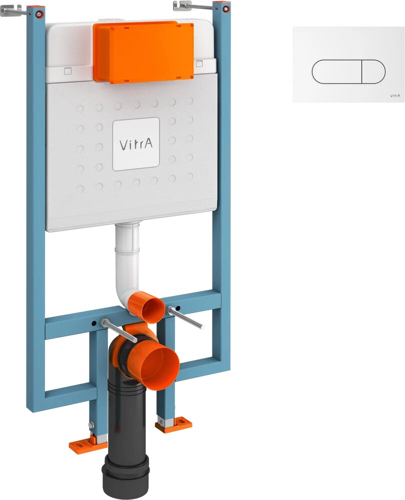 Комплект Инсталляция VitrA V-Fix Core 738-5800-01 / Кнопка Root Round 740-2200 цвет глянцевый белый