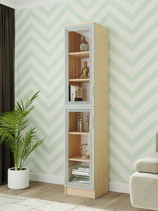 Книжный шкаф МебельЛэнд24 Альма - 2 Дуб Молочный 30x40x230 бежевый