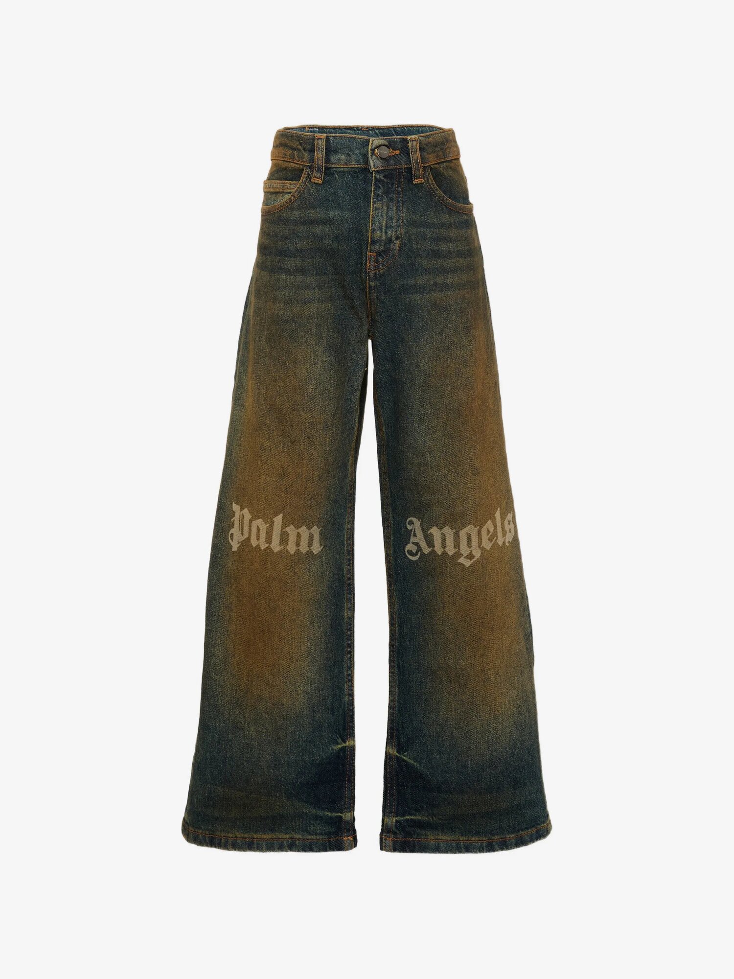 Джинсы Palm Angels Logo-print wide-leg jeans