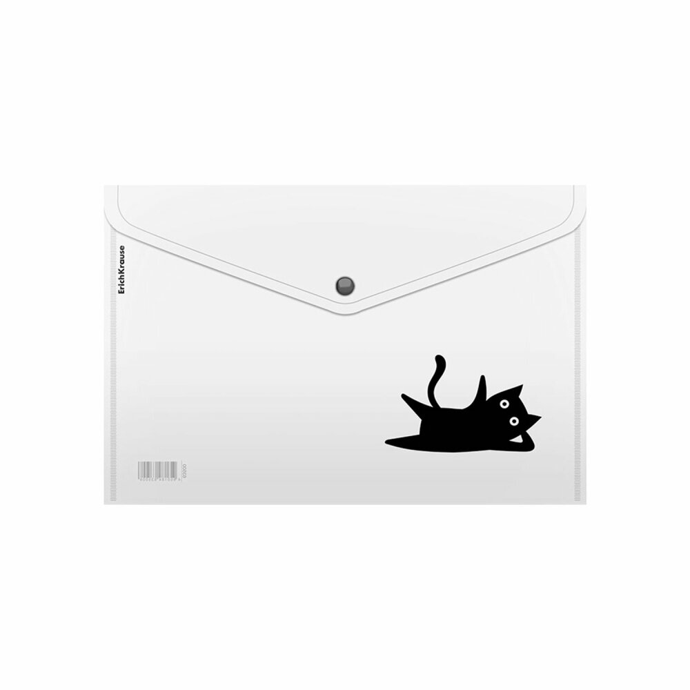Упаковка 36 шт. Папка-конверт с кнопкой ERICH KRAUSE "Clear Cat", A4, до 120 листов, прозрачный, 0,16 мм, 63500