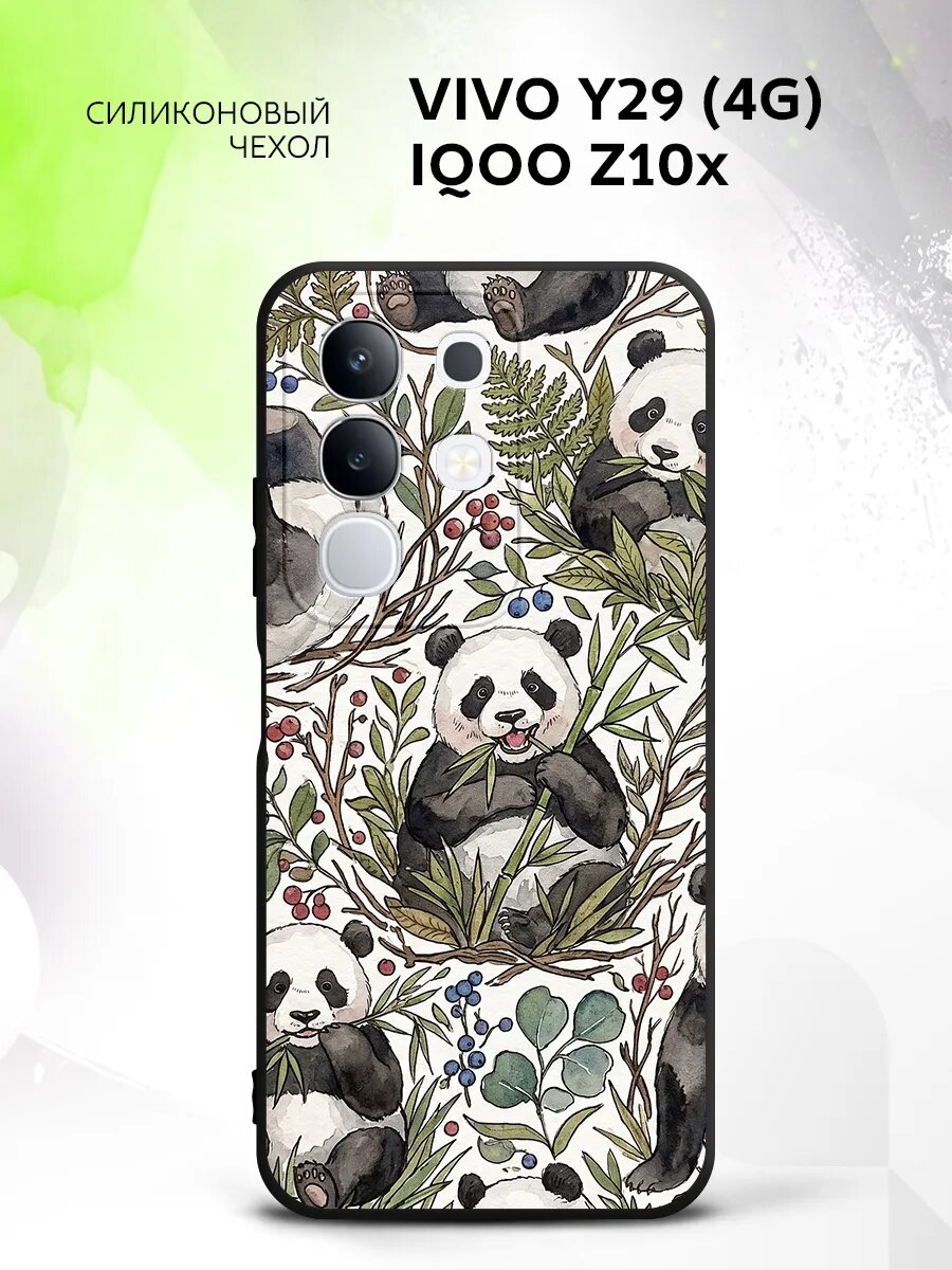 Чехол на Vivo Y29 (4G)/IQOO Z10x, Виво У29 (4Г)/IQOO Z10Х защита камеры, накладка с рисунком милая панда