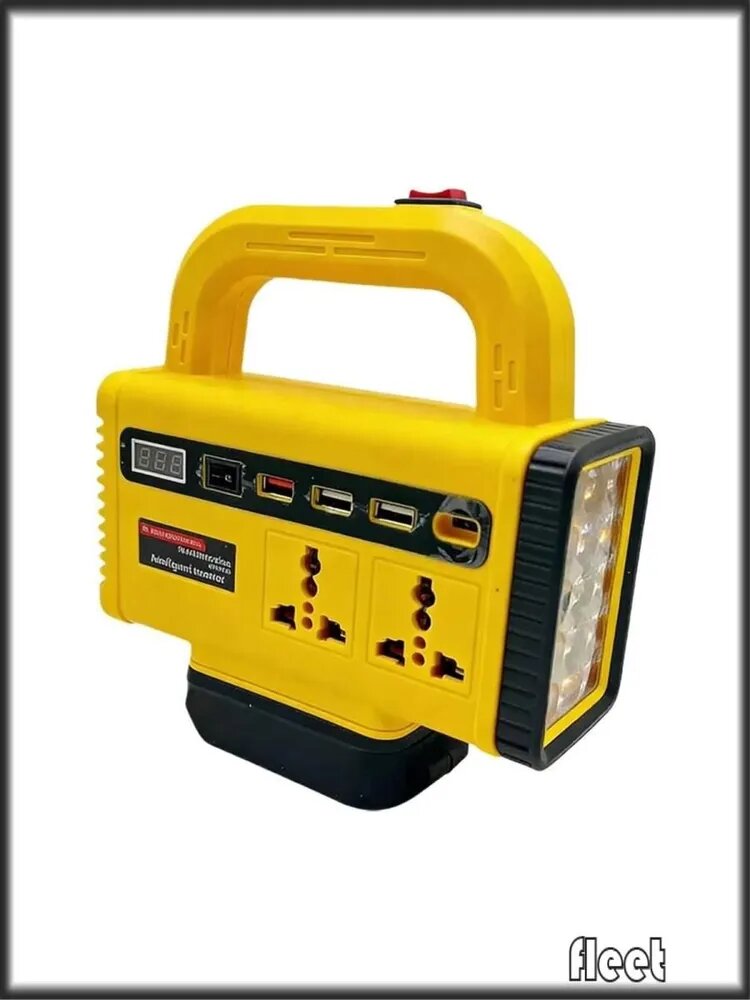 Портативный инвертор 150W DC 20V в AC 180-220V, многофункциональный, совместим с аккумуляторами "DeWalt 20V" / 2 AC, USB C PD, LED фонарь.