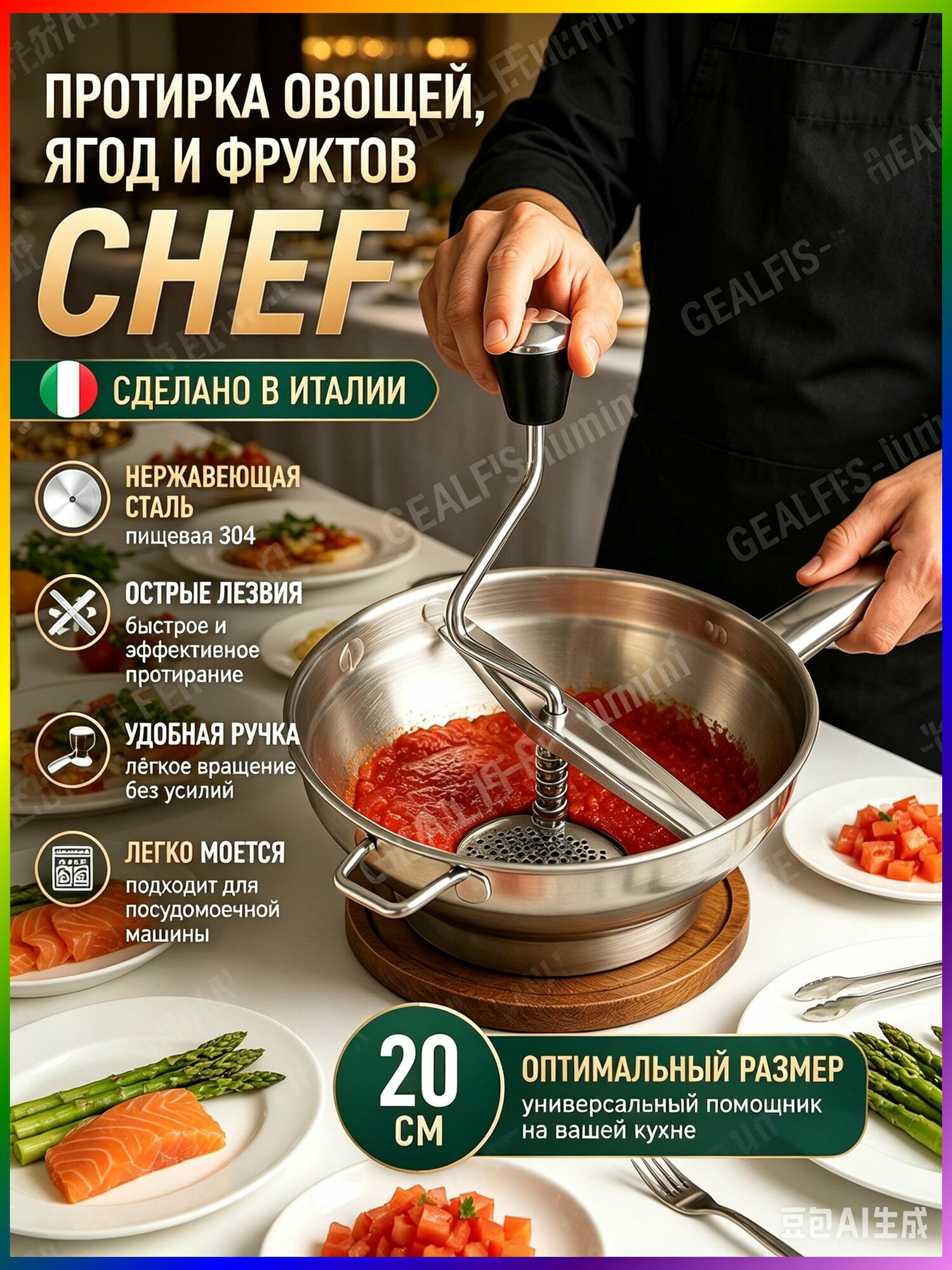 Протирка овощей, фруктов, ягод, диаметр 24 см