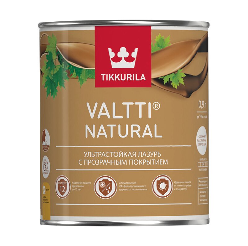 TIKKURILA Valtti Natural / Тикурила Valtti Natural Ультрастройкая лазурь TIKKURILA 0,9л бесцветный (Тикурила, Тиккурила)