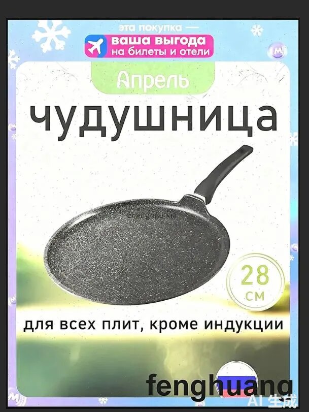Сковорода для блинов 30 см 1 шт abs пластик антипригарное покрытие