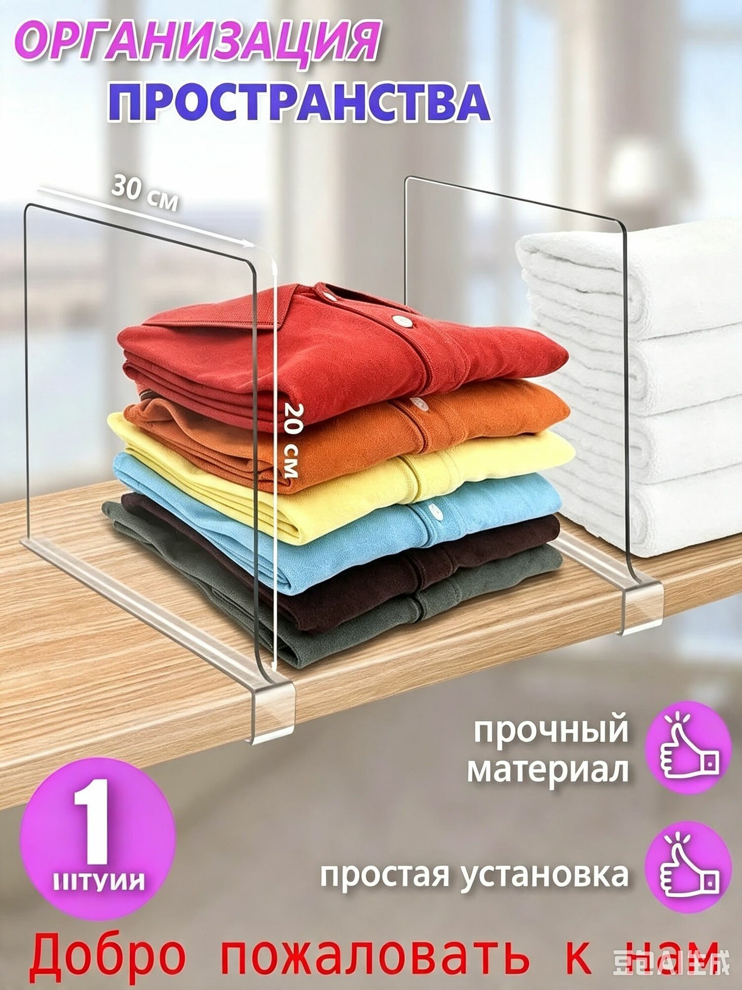 Разделители для ящика 30x3x20.5 см 1 шт пэт (полиэтилентерефталат) прозрачный