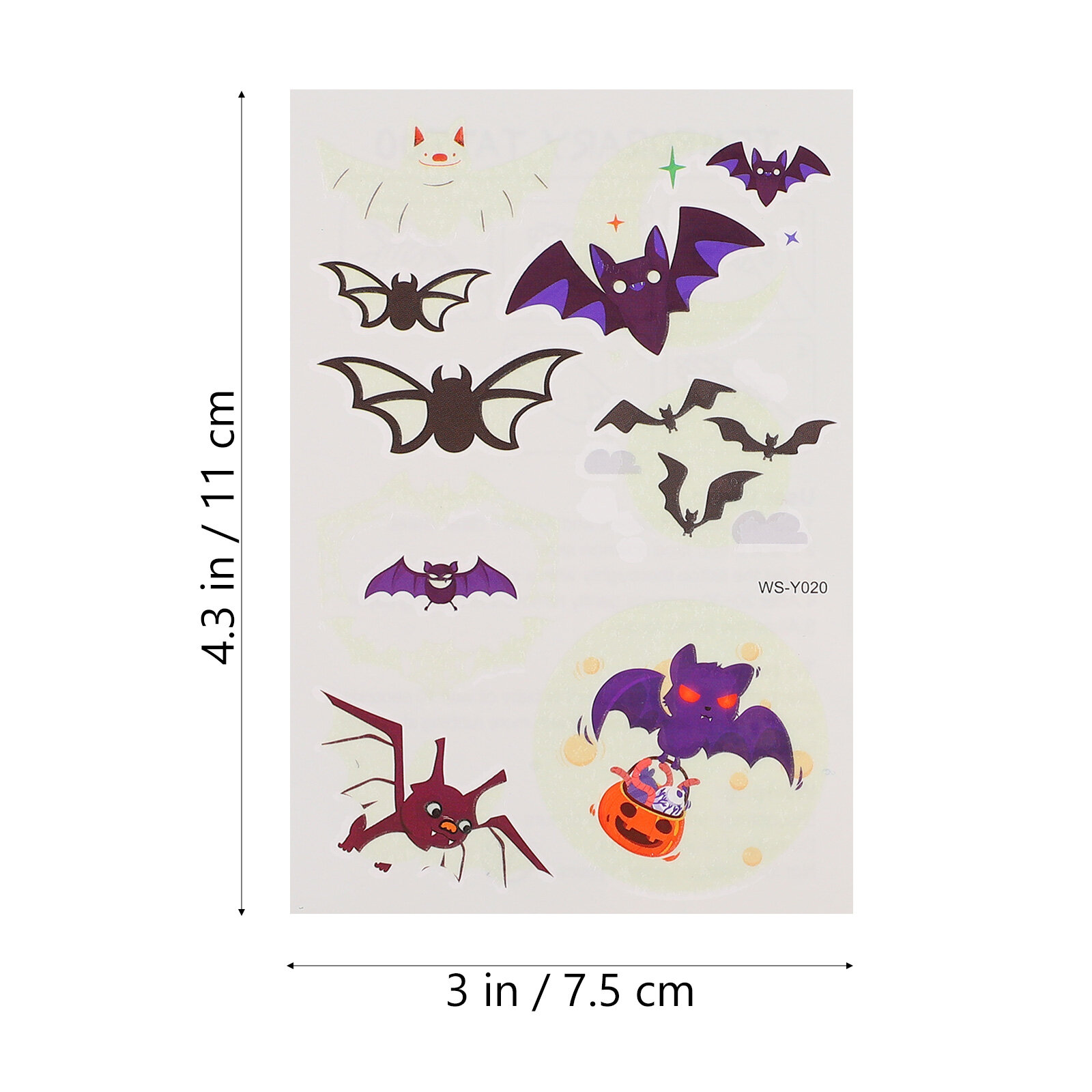 10 Листов Флуоресцентные Наклейки В Formе Татуировок Освещение Halloween 11X7 5X0 1Cm