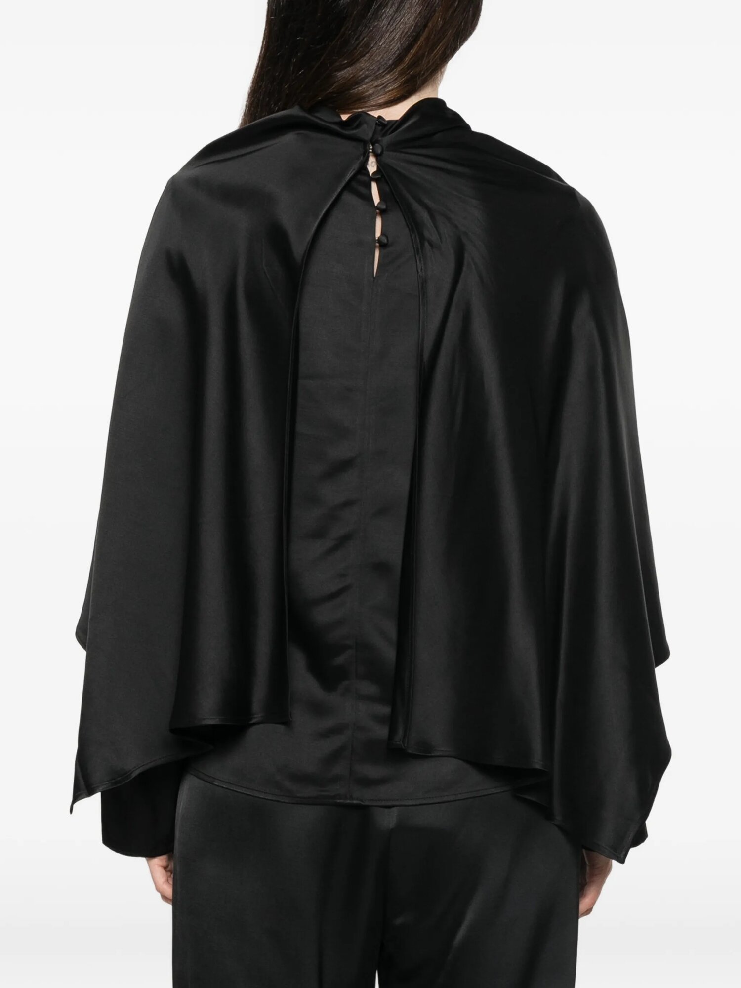 Накидка ROHE Satin draped-cape blouse, размер 38, black — фото 1