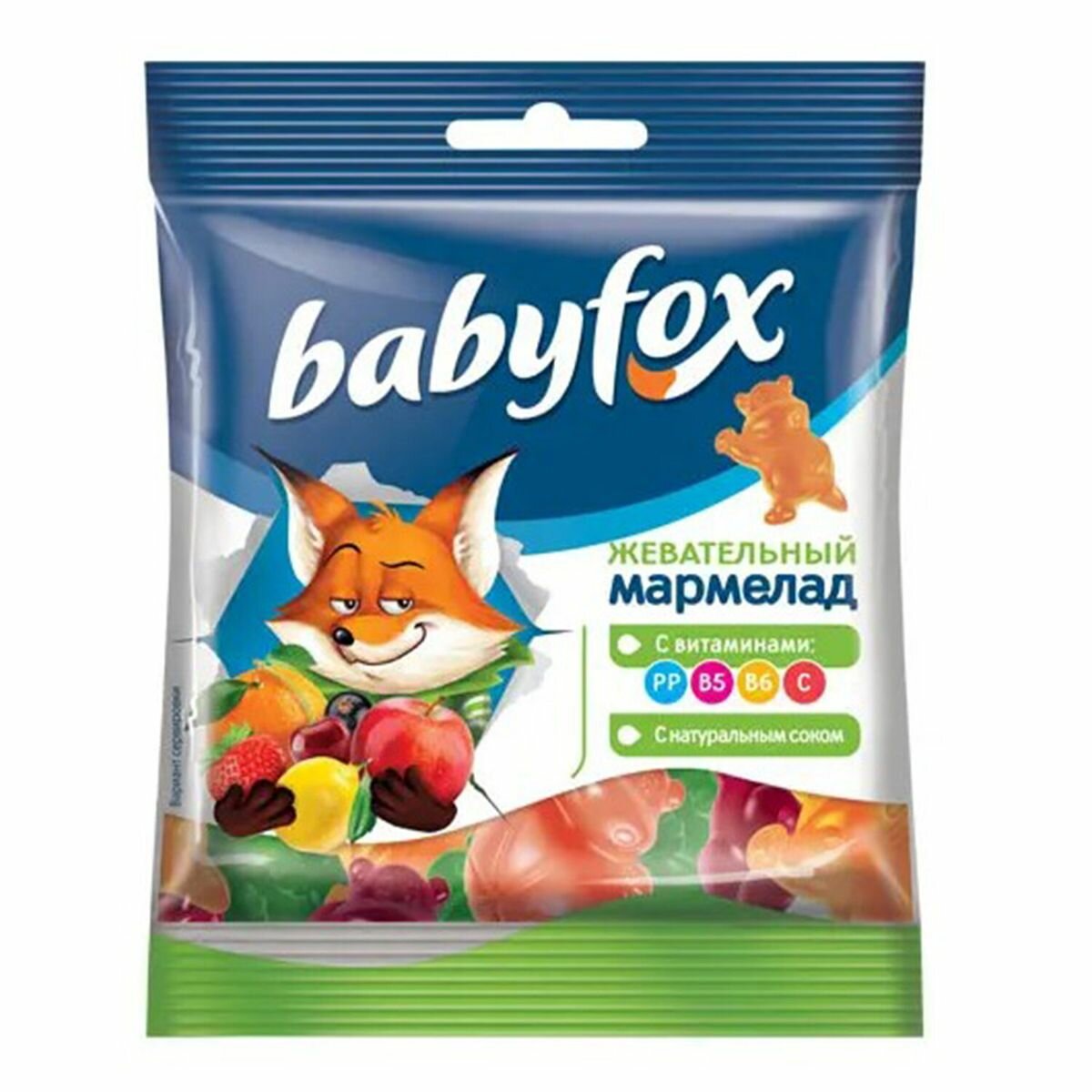 Мармелад жевательный в форме бегемотиков 70г, BABYFOX, ВМ367 (ВМ367), 50 уп.