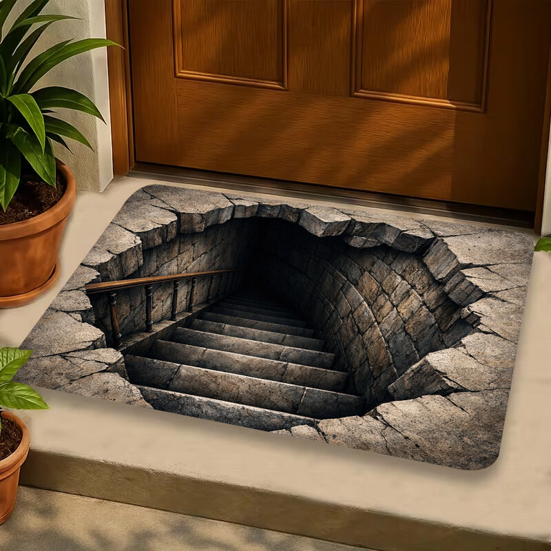 Входной коврик с эффектом 3D из полиэстера, нелизкий, 40x60 см