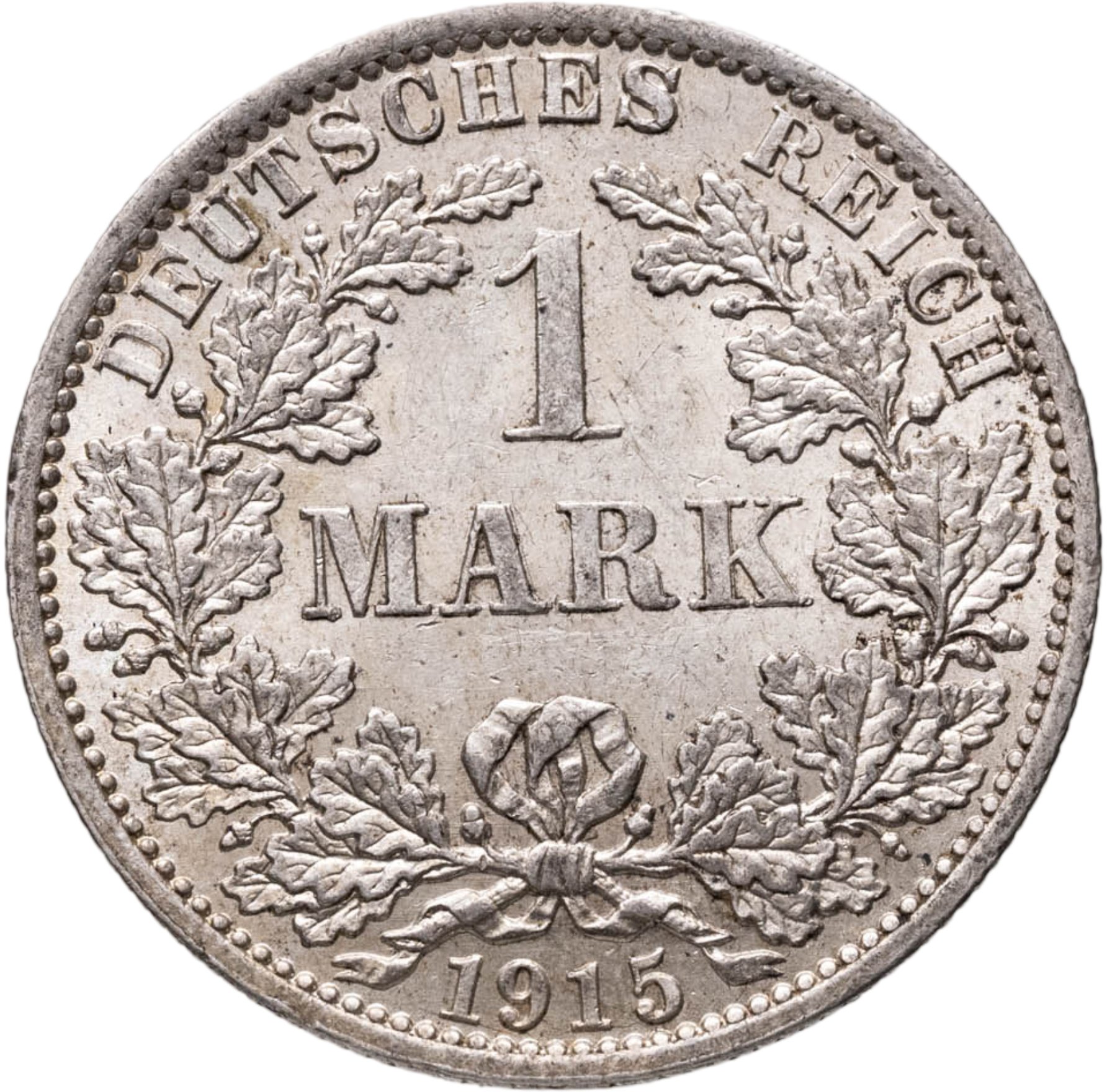 Германия 1 марка 1915, Знак монетного двора: "A" - Берлин, Серебро 900, в сохранности UNC
