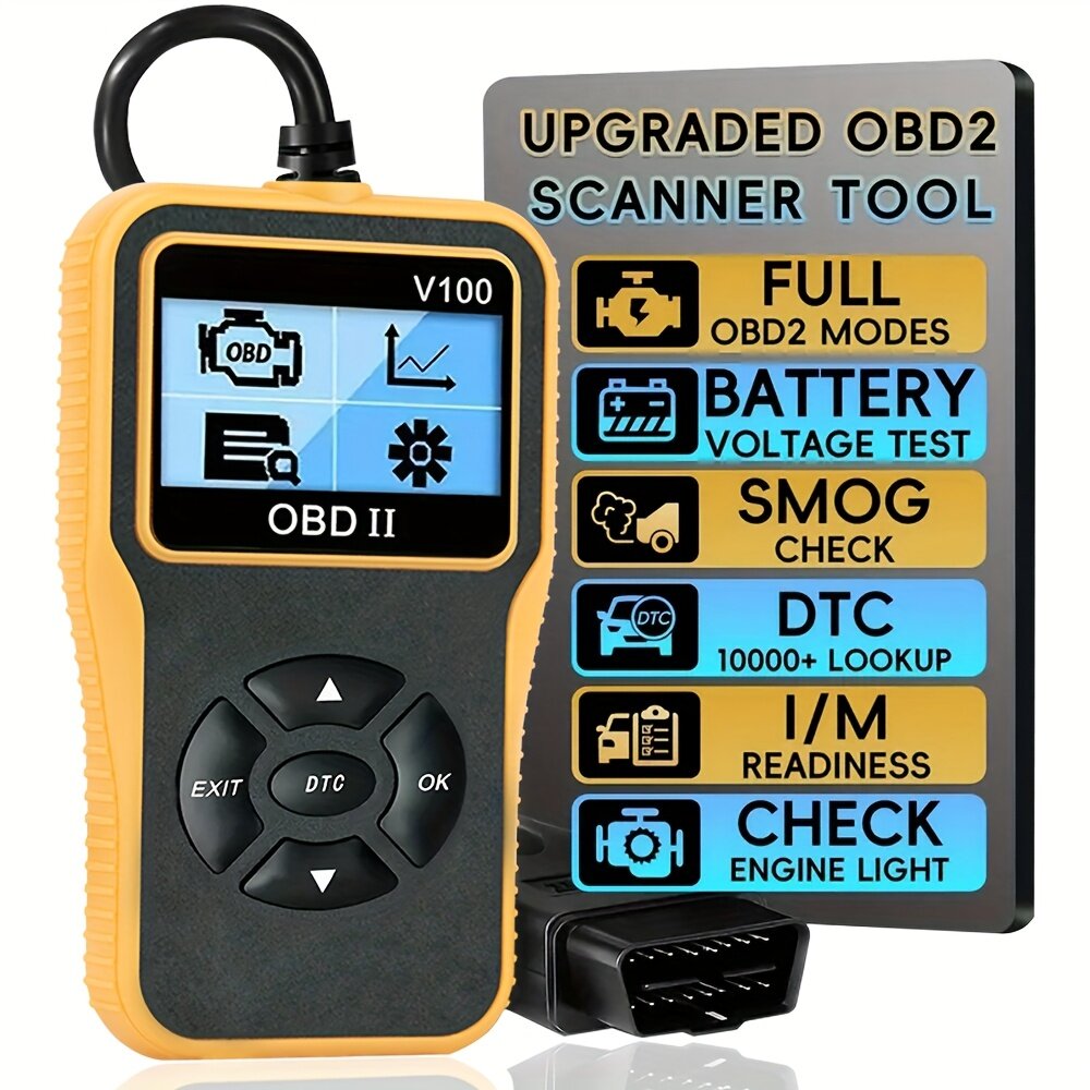 Сканер кодов неисправностей двигателя OBD2 для всех автомобилей с протоколом OBD II с 1996 года, желтый