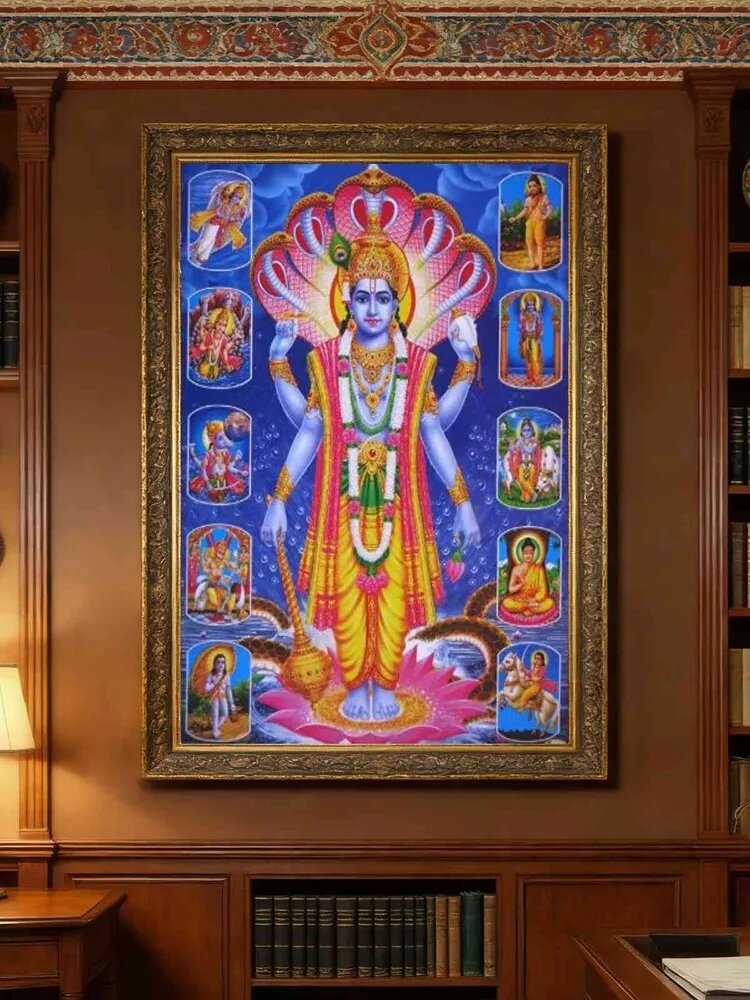 Картина "вишну, индийский бог" 40x60 см