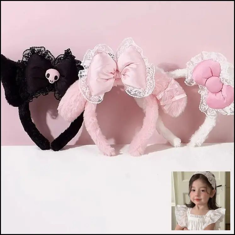 Ободок Hello Kitty Хелло Китти Melody Мелоди Kuromi Куроми Аниме для девочек, стильный аксессуар с фигурками персонажей — фото 1