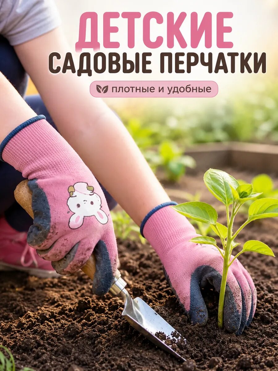 Детские перчатки для сада, мягкие, нескользящие, на свежем в