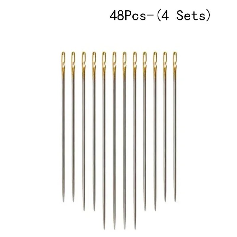 Иглы для шитья из нержавеющей стали, набор из 12 штук 48Pcs-(4 Sets)