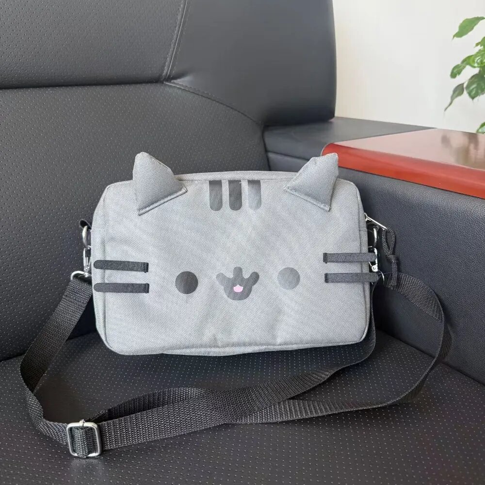 Joodeals 1 шт, Мягкая игрушка "Pusheen the Cat" (Кот Пушин) с Темно-серая сумка-мессенджер 26 см