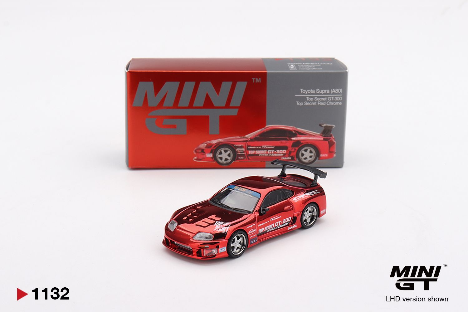 Коллекционная машинка MINI GT 1:64 Toyota Supra (A80) Top Secret GT-300 Top Secret Red