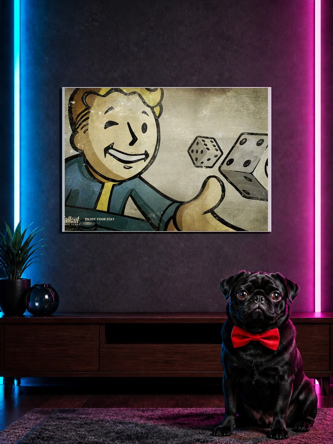 Постер Fallout New Vegas Vault Boy, атмосферный арт