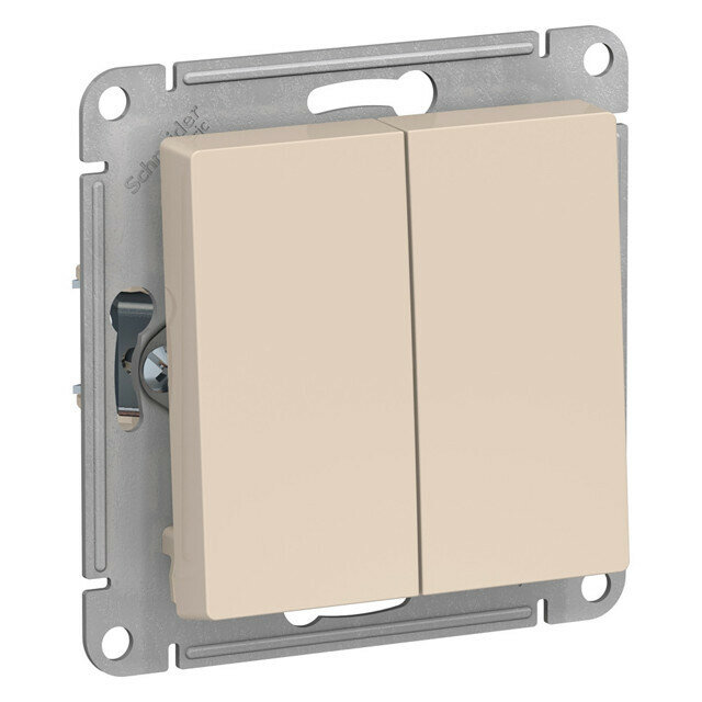 Переключатель 2-клавишный SYSTEME ELECTRIC Atlas Design, 10А, бежевый