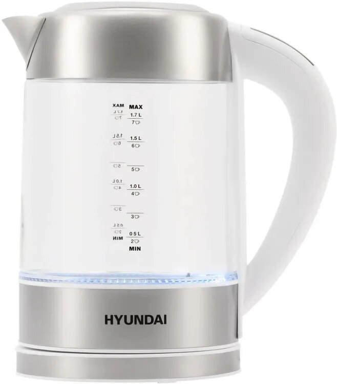 Чайник электрический Hyundai HYK-S5807, 1.7л, стекло/металл