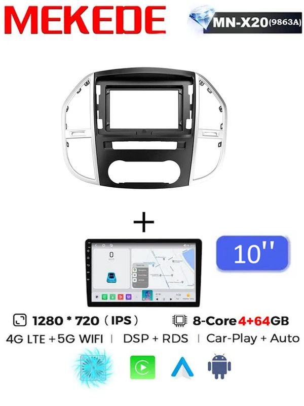 Магнитола Mekede MN X20 Pro 4+64G 10.2 дюймов Mercedes Benz Vito 3 W447 2014-2020