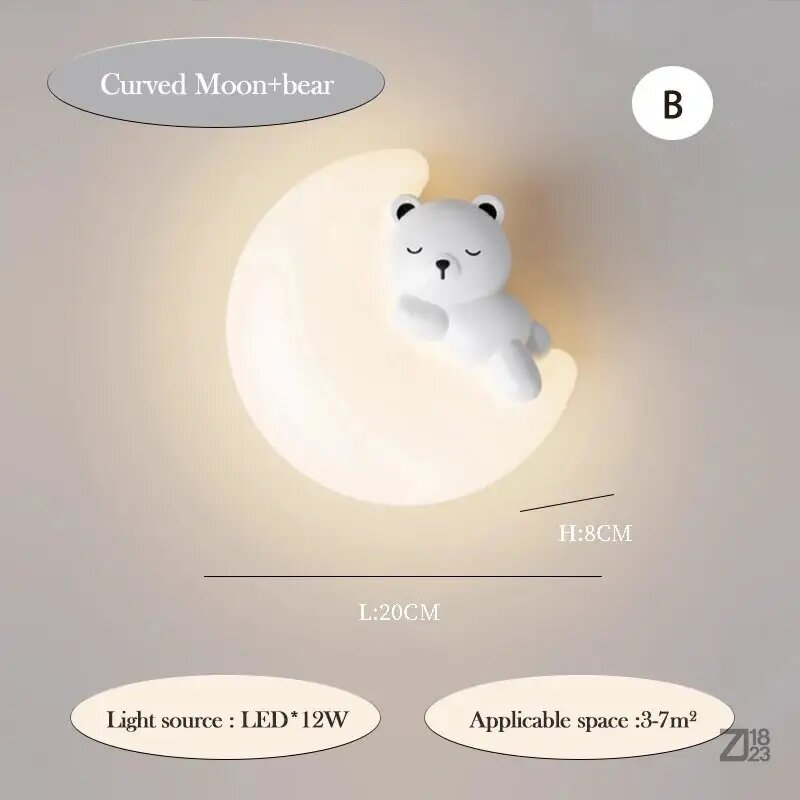 Настенный светильник медведь облако детский, 3 color temperature, B Bear, Белый