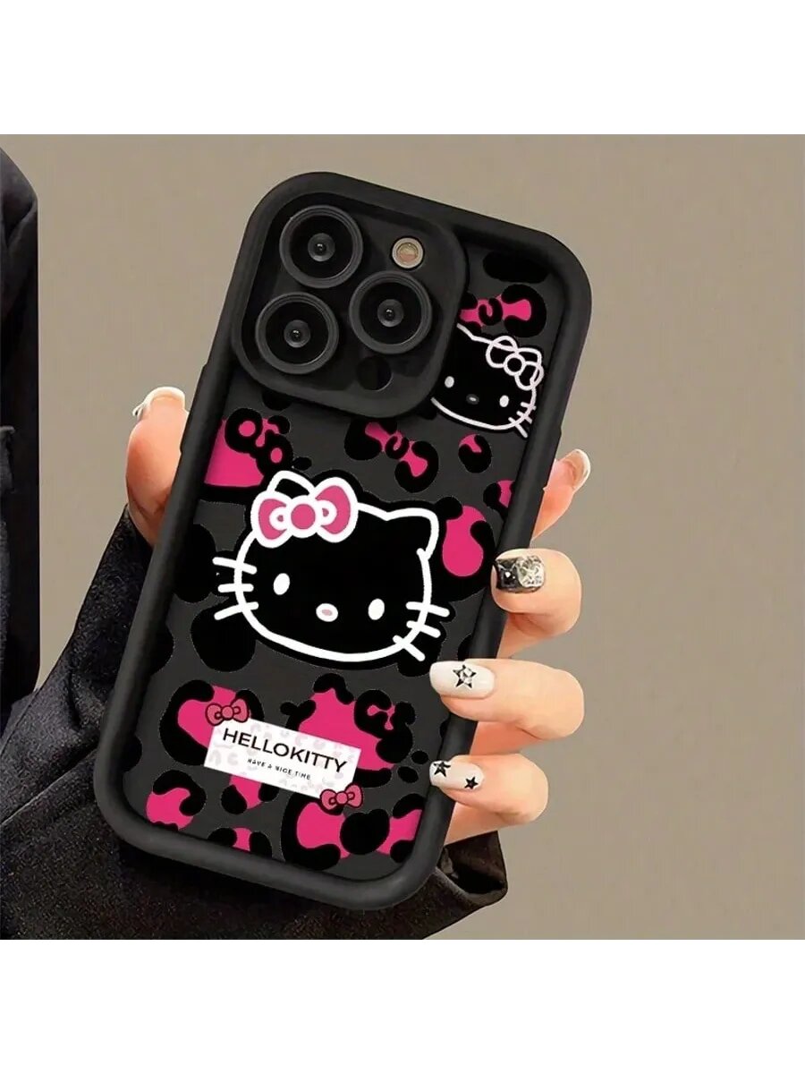 Чехол на IPHONE 14 PRO чёрный Hello Kitty в стиле