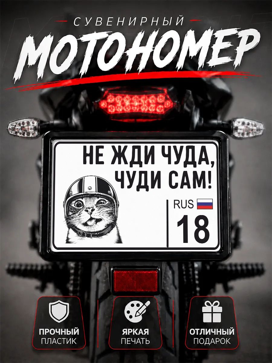Номер на мотоцикл сувенирный Не жди чуда 18 регион