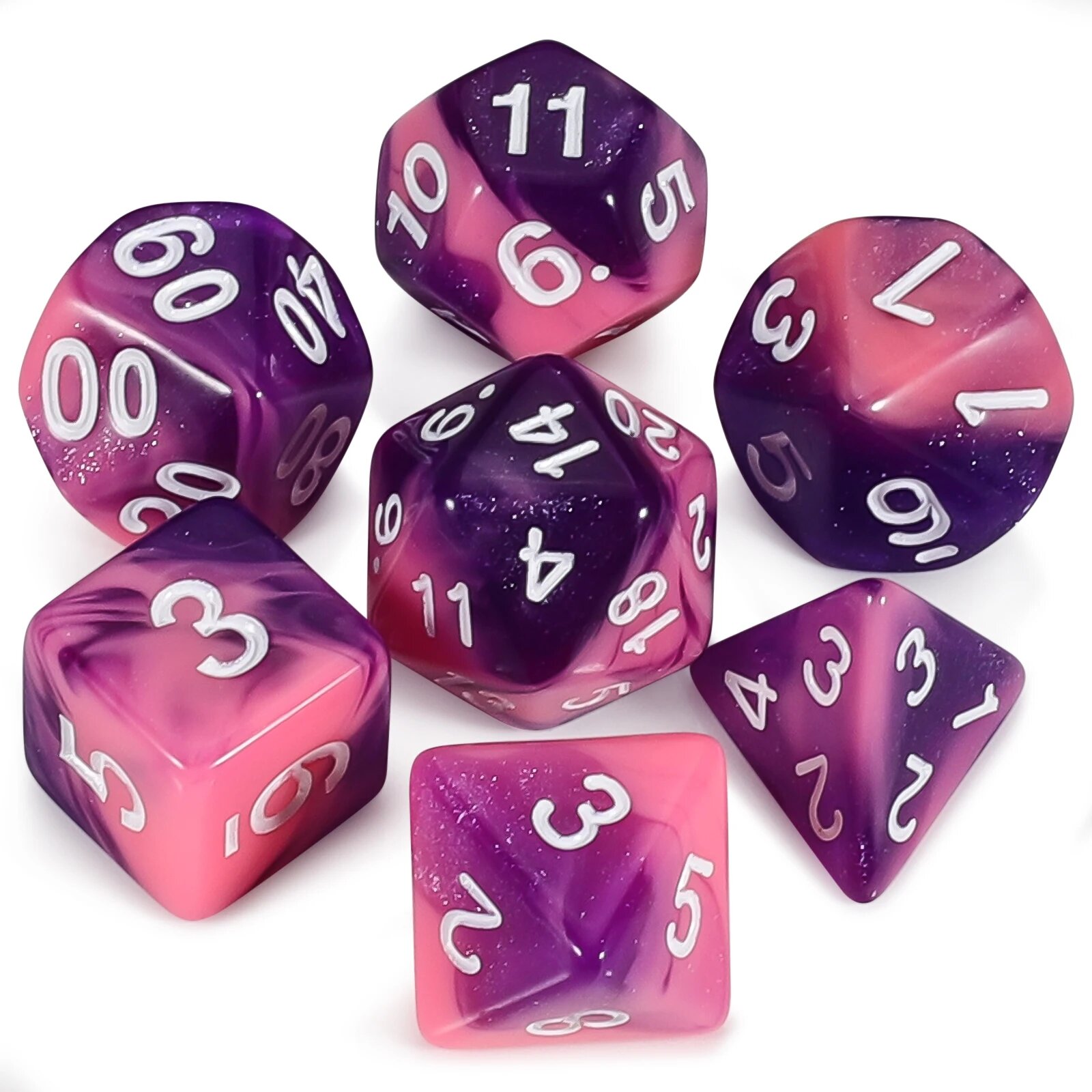 Набор кубиков D&D 7 шт, акрил, розово-фиолетовый