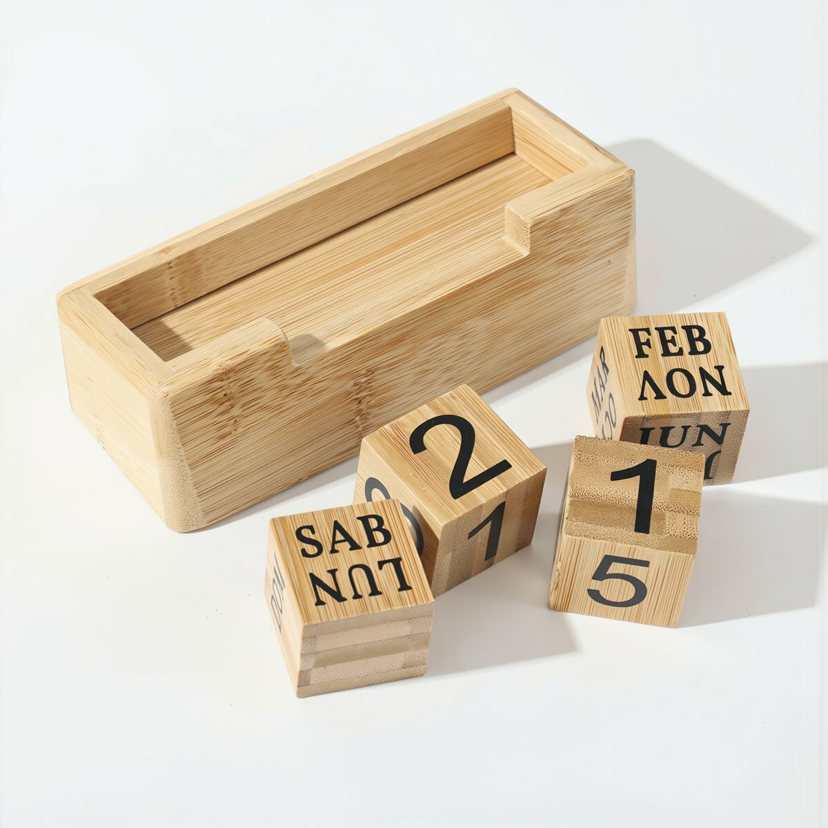 Экологичный декор для рабочего стола деревянный вечный календарь из бамбука ручной набор кубиков для отображения даты подходит для размещения в офисе и на дому