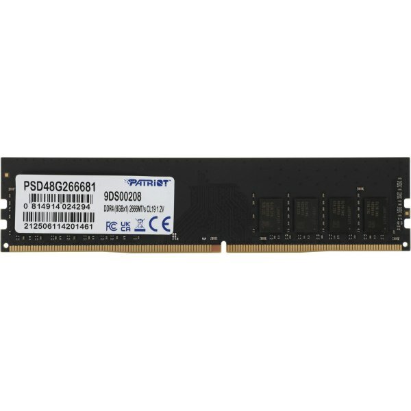 Оперативная память Patriot Signature PSD48G266681 DDR4 - 1x 8ГБ 2666МГц, DIMM, Ret