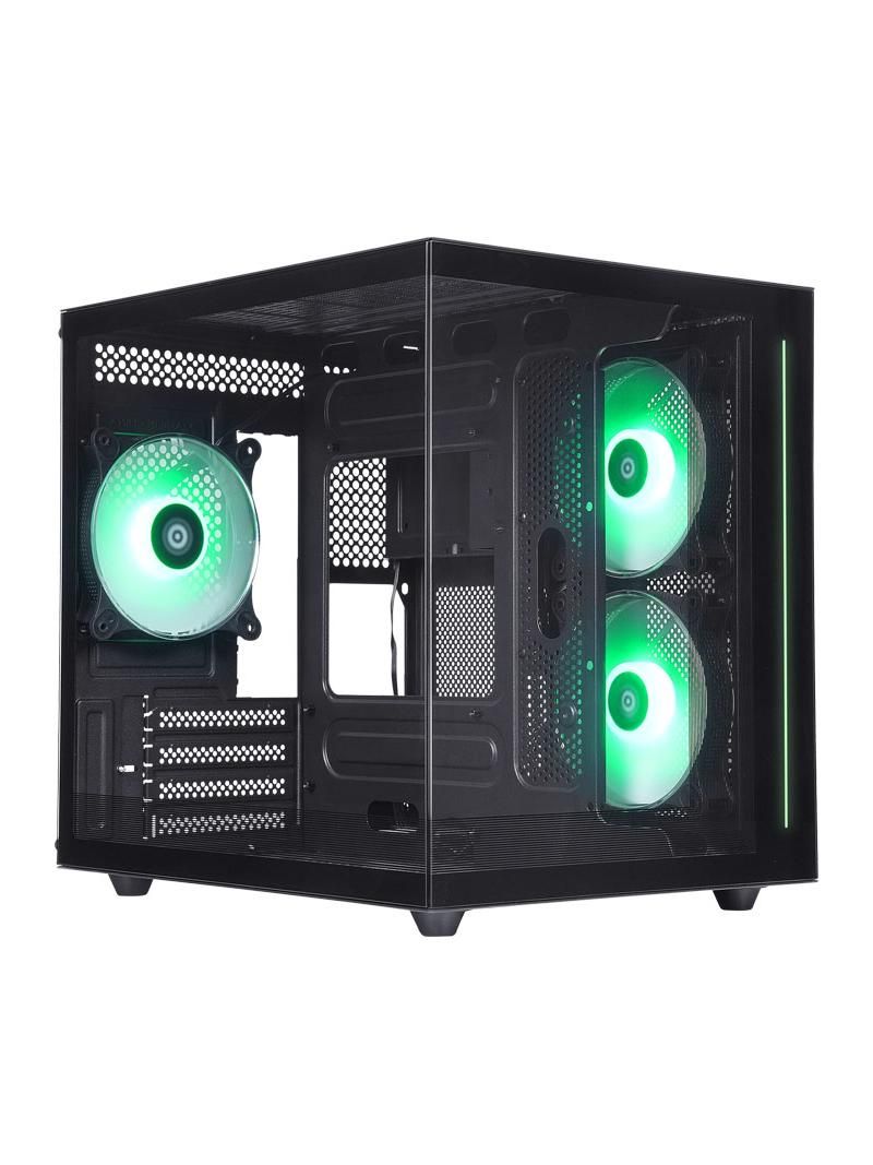 Компьютерный корпус MiniTower mATX-ITX Defender NovaCube сталь+стекло без Б/П 3 вентилятора 120мм - чёрный