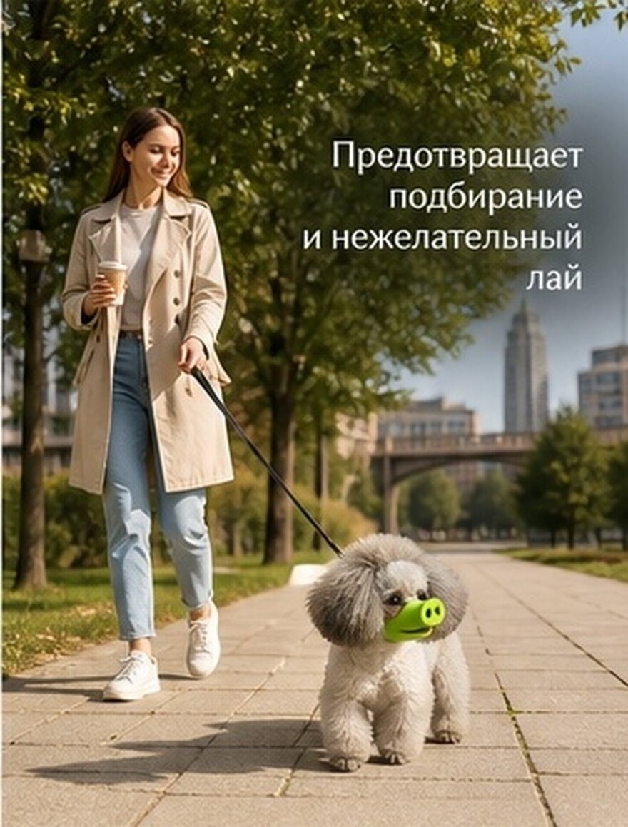 Мордочка Свиньи На Резинке Для Щенков Зеленая Размер S Защита От Укусов И Лая